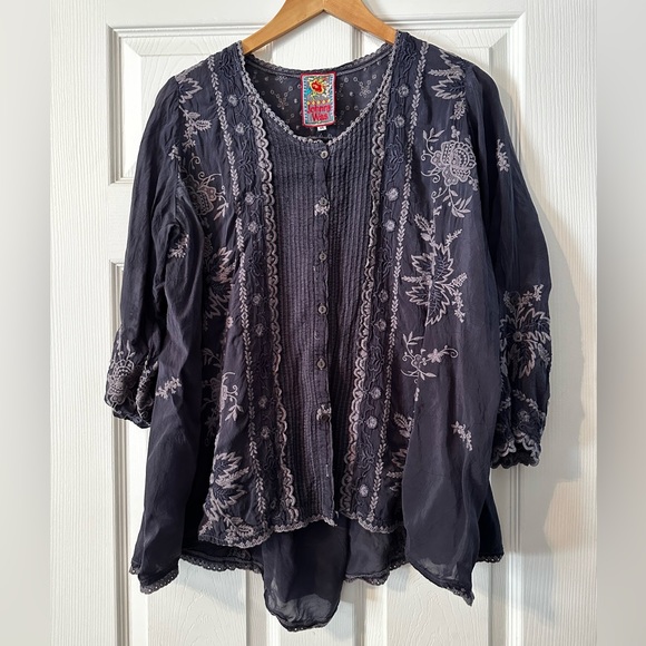 Johnny Was | Tops | Johnny Was Blue Grey Long Sleeve | Poshmark